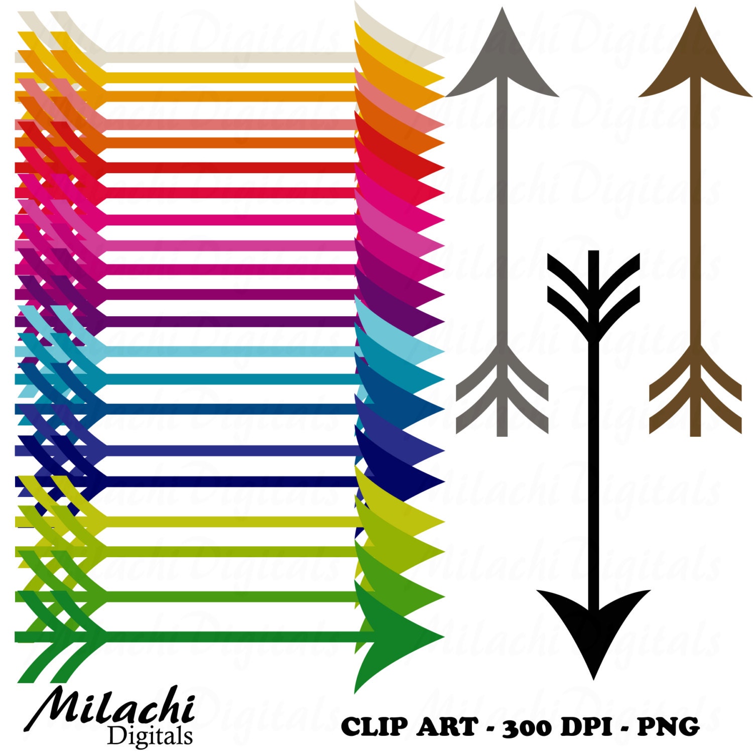 Rainbow Arrows Digital Clip Art Commercial Use Instant | Etsy