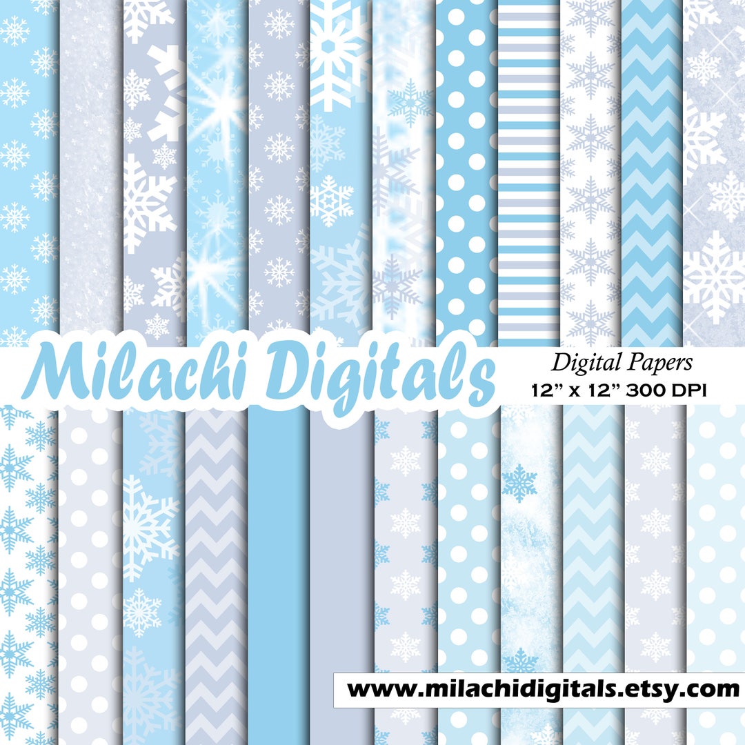 Let is Snow Digital Paper Snowflakes Scrapbook Papers Winter Wonderland ...