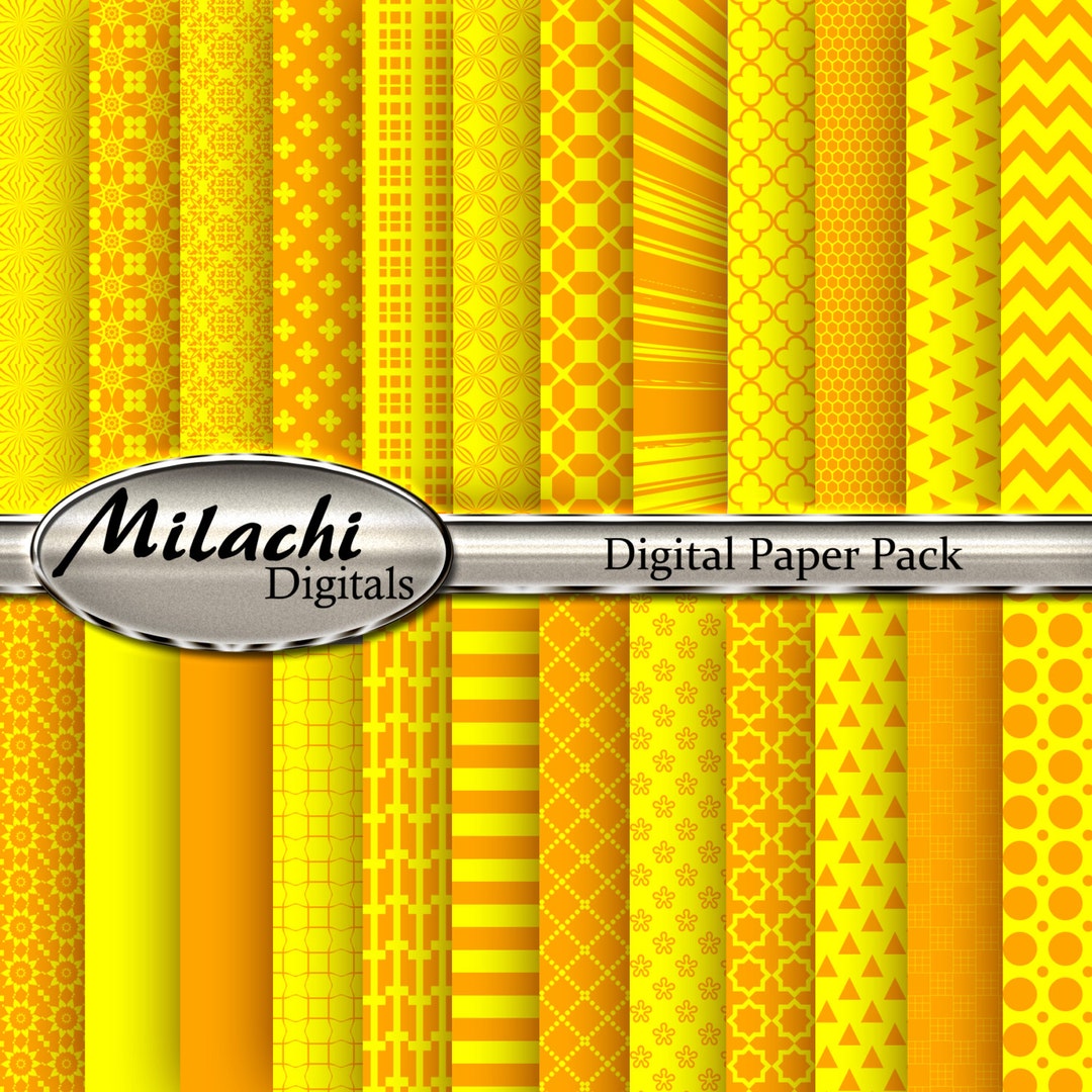 Yellow and Orange Digital Paper Pack - Commercial Use - Instant ...