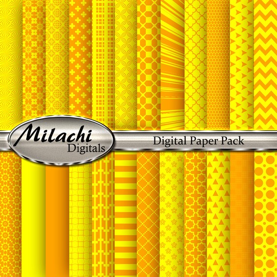 Yellow and Orange Digital Paper Pack Commercial Use | Etsy