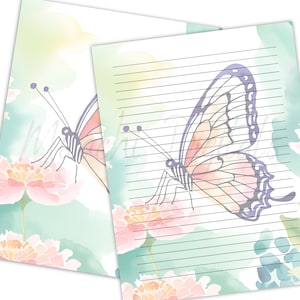 Butterfly Stationery Printable, Journal Paper, Letter Writing Paper ...