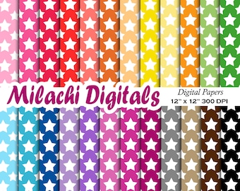 Star Digital Paper, Scrapbook Papers, Wallpaper, Background, Commercial ...
