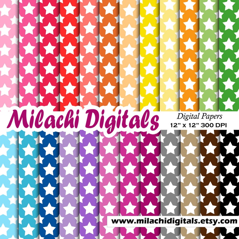 Star Digital Paper Scrapbook Papers Wallpaper Background - Etsy