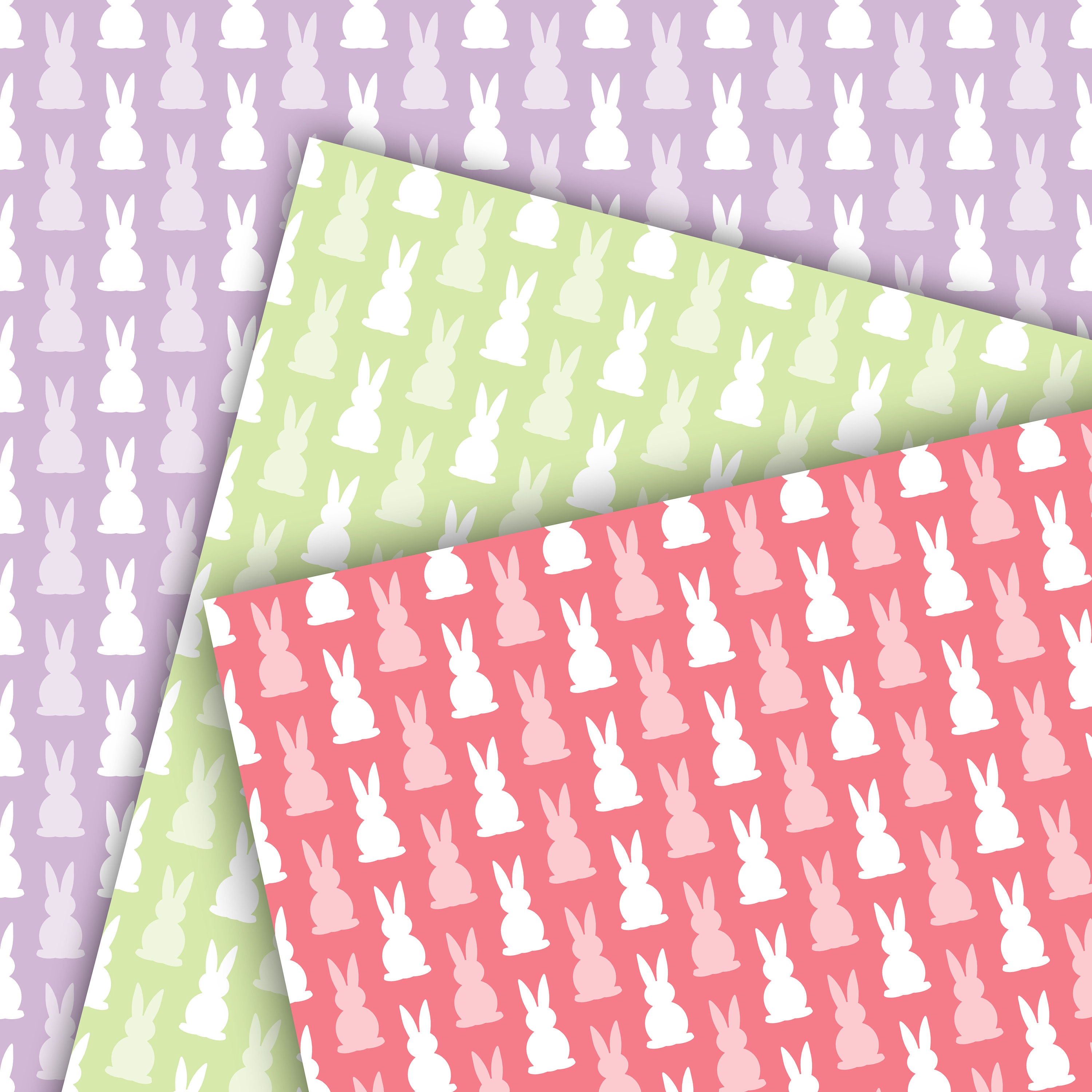 Bunny Digital Paper, Easter Scrapbook Papers, Seamless Backgrounds ...