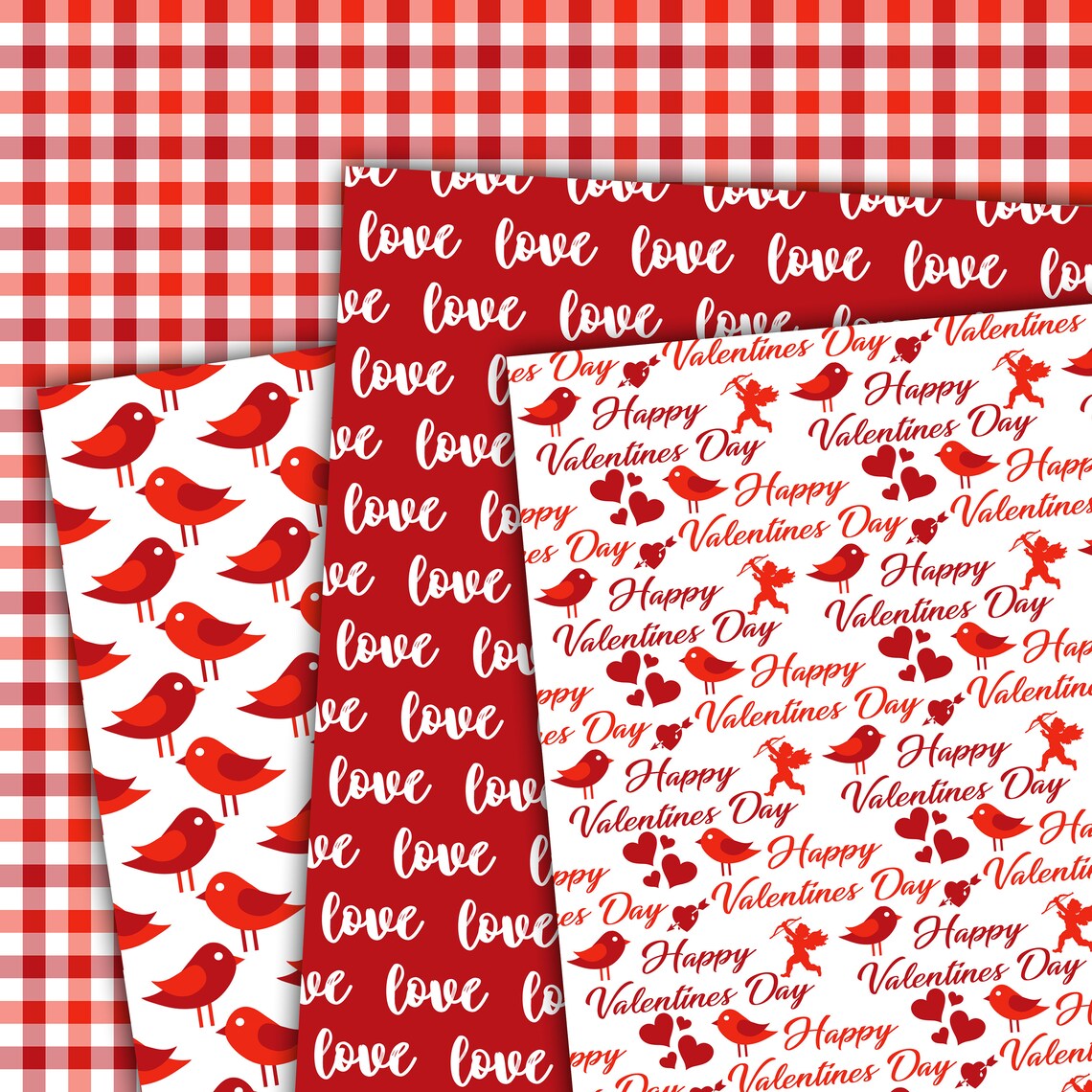 Valentine Digital Paper Valentine's Day Scrapbook Papers - Etsy