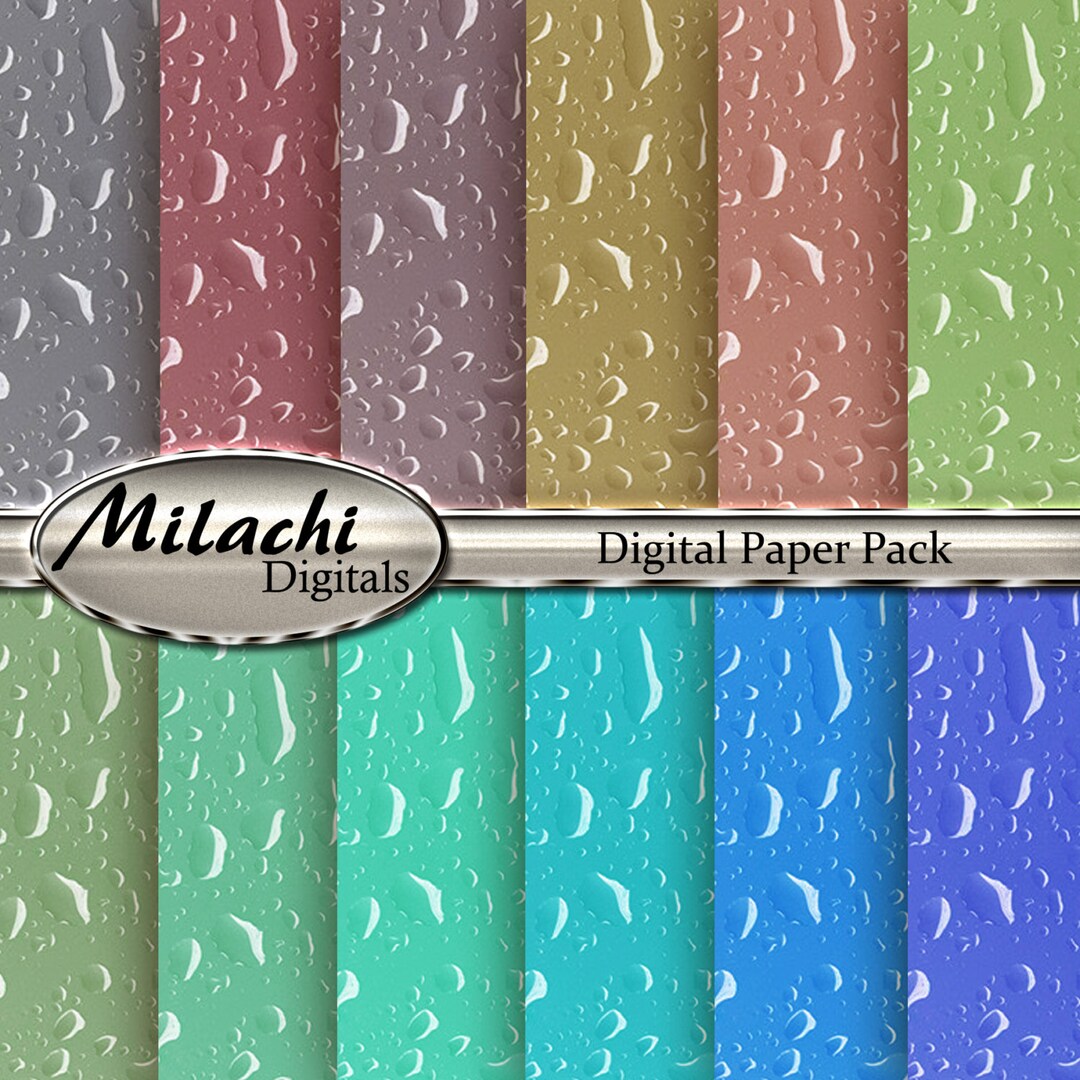 Rain Drops Digital Paper Pack, Scrapbook Papers - Commercial Use ...