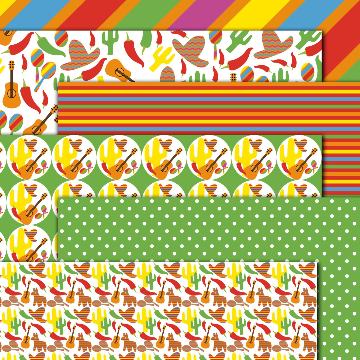 Cinco De Mayo Digital Paper, Fiesta Scrapbook Papers, Mexican Wallpaper ...