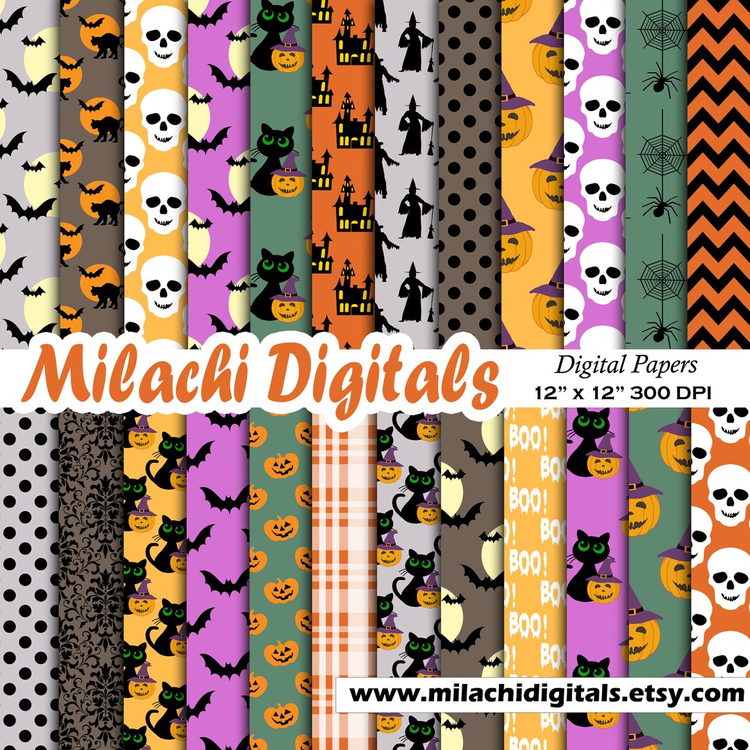 Halloween Digital Paper Seamless Patterns, Spooky Wallpaper, Trick or ...