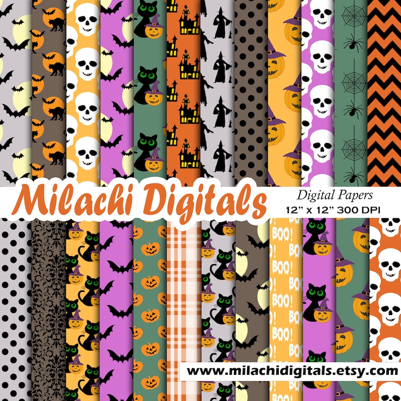 Halloween Digital Paper Seamless Patterns, Spooky Wallpaper, Trick or ...