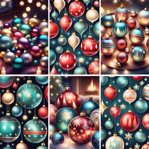 Christmas Ornaments Digital Paper Pack 8.5"x11" Christmas Junk Journal ...