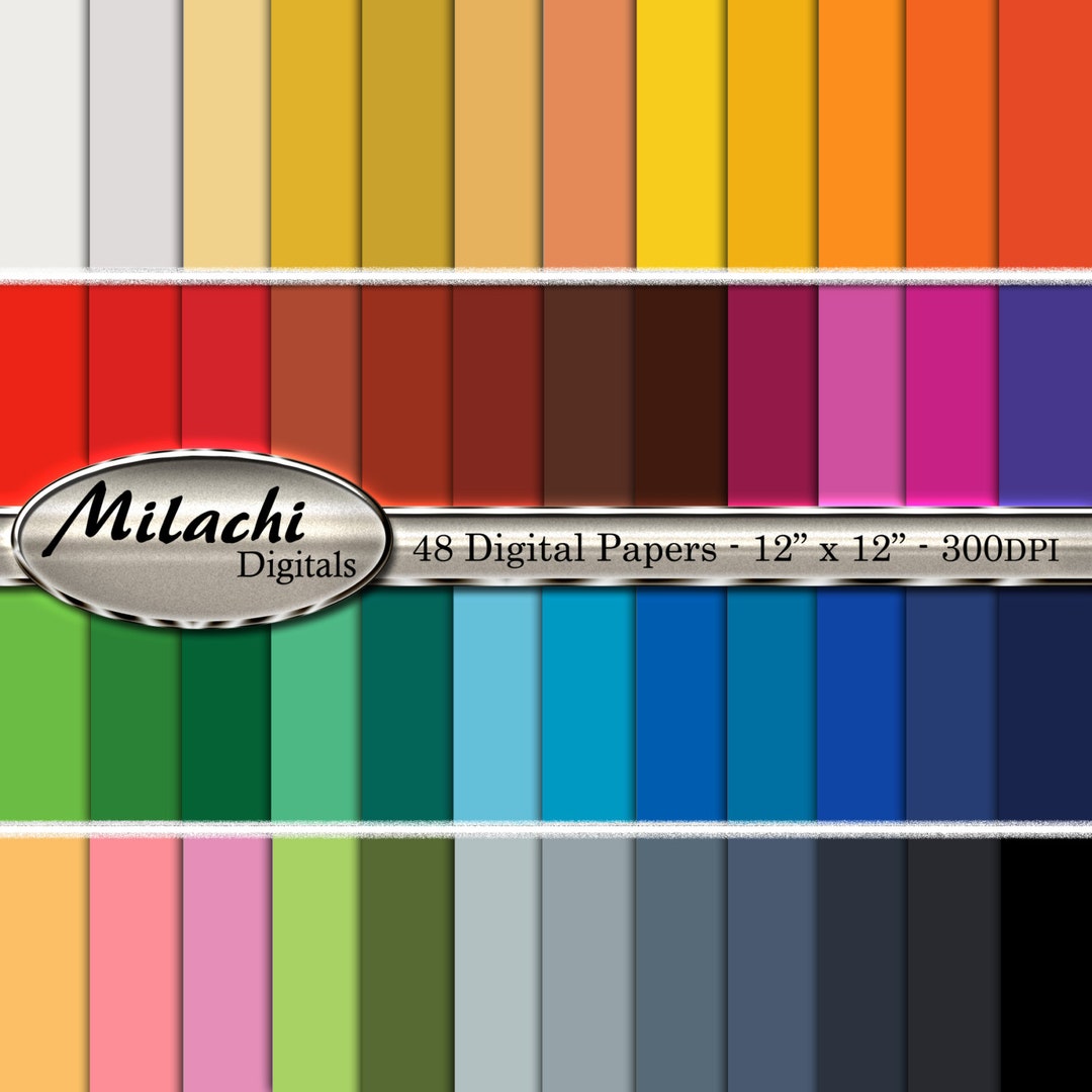 48 Digital Papers Solid Colors Printable Digital Paper Pack 12 X 12 ...