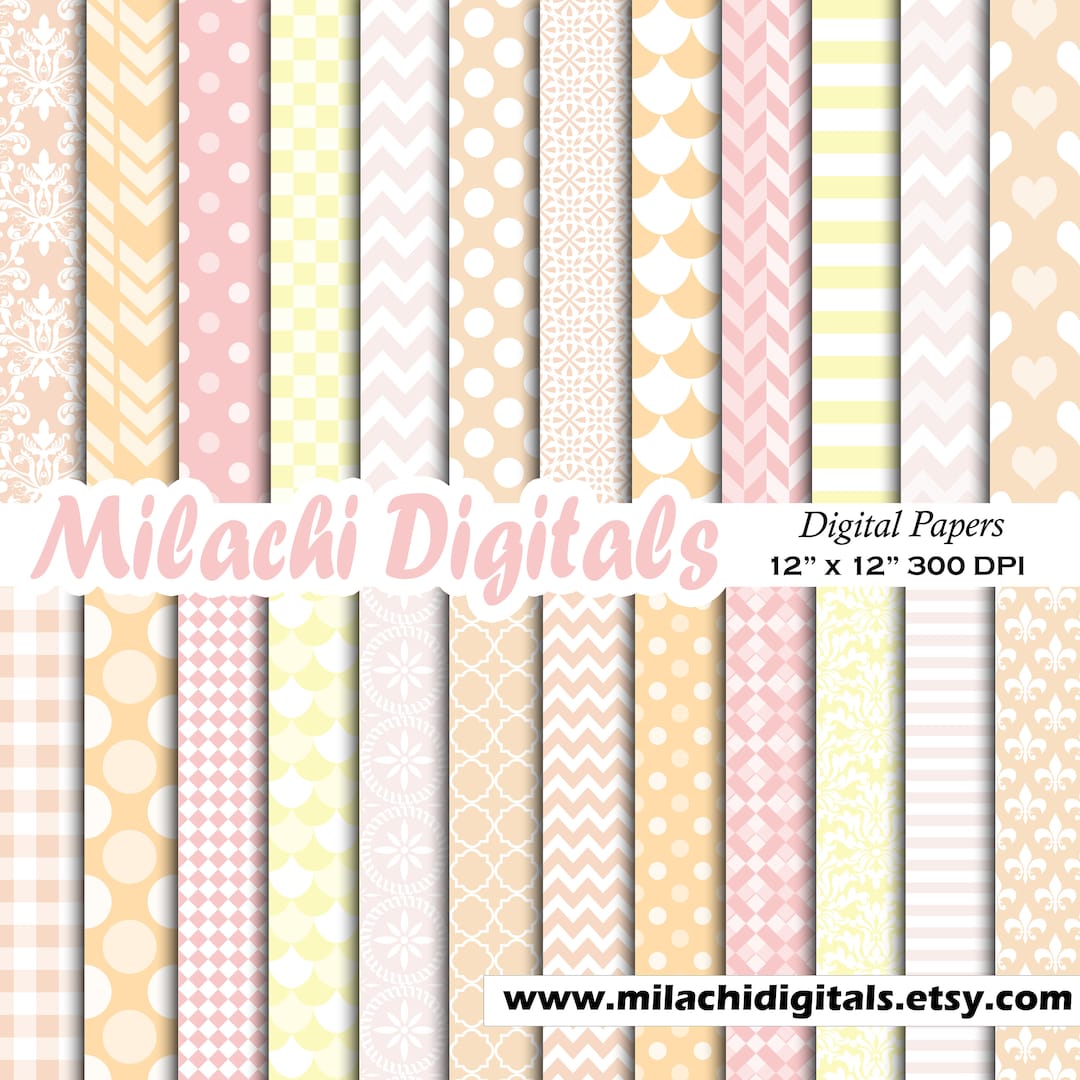 Pastels Digital Paper Pack, Scrapbook Papers, Seamless Patterns ...