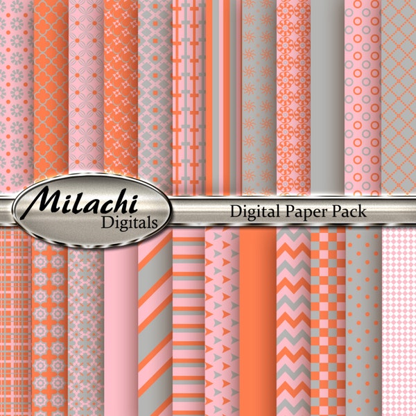 Coral Digital Paper - Etsy