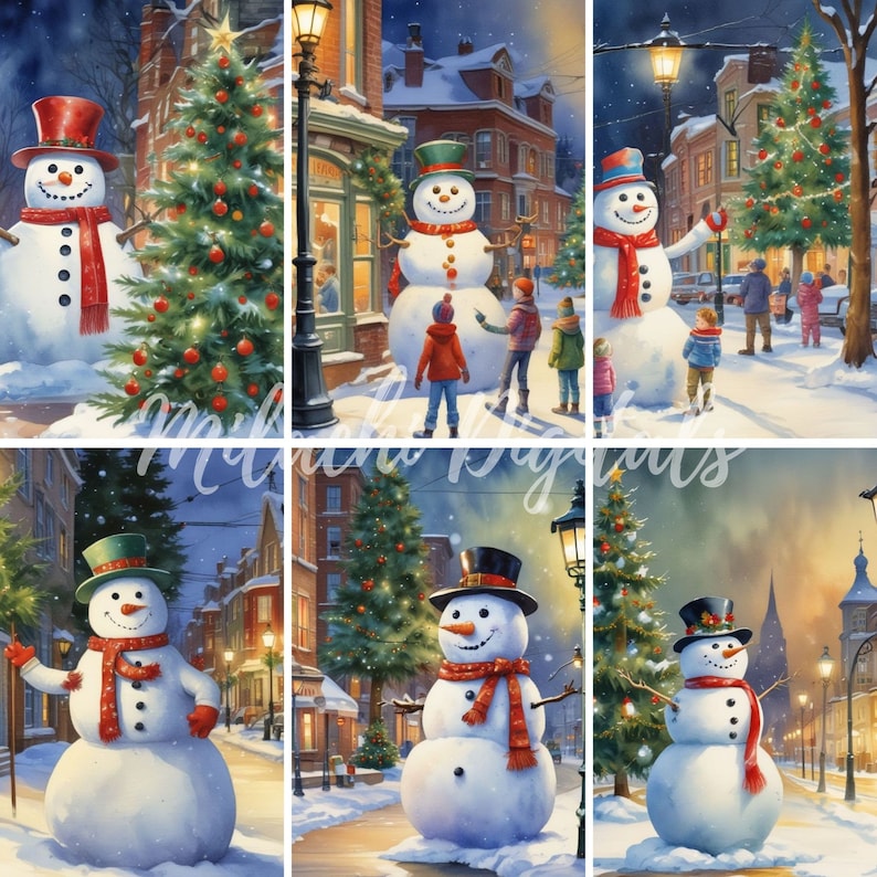 Christmas Snowman Digital Paper Pack 8.5"x11", Winter Junk Journal ...