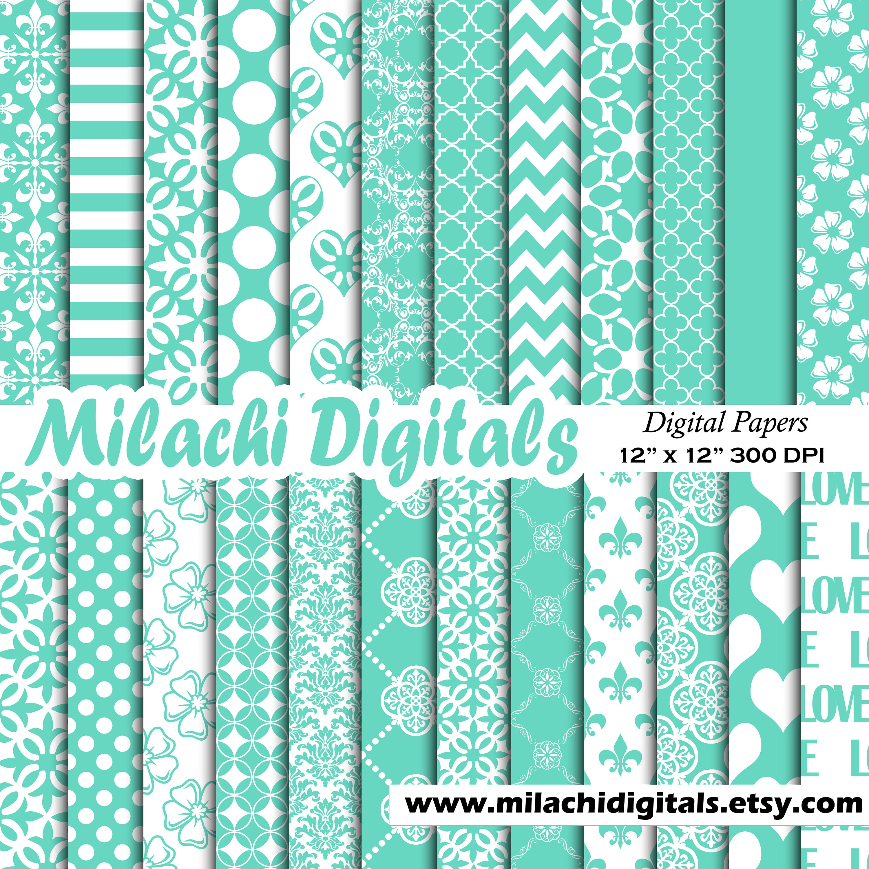 Tiffany Blue Damask Pattern