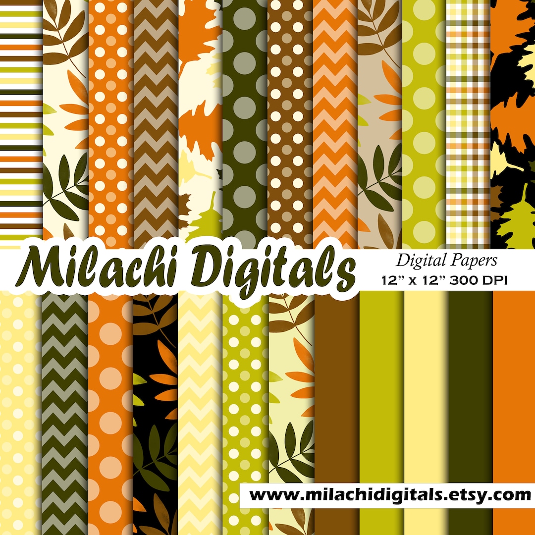 Fall Digital Paper, Thanksgiving Scrapbook Papers, Autumn Digital Paper ...