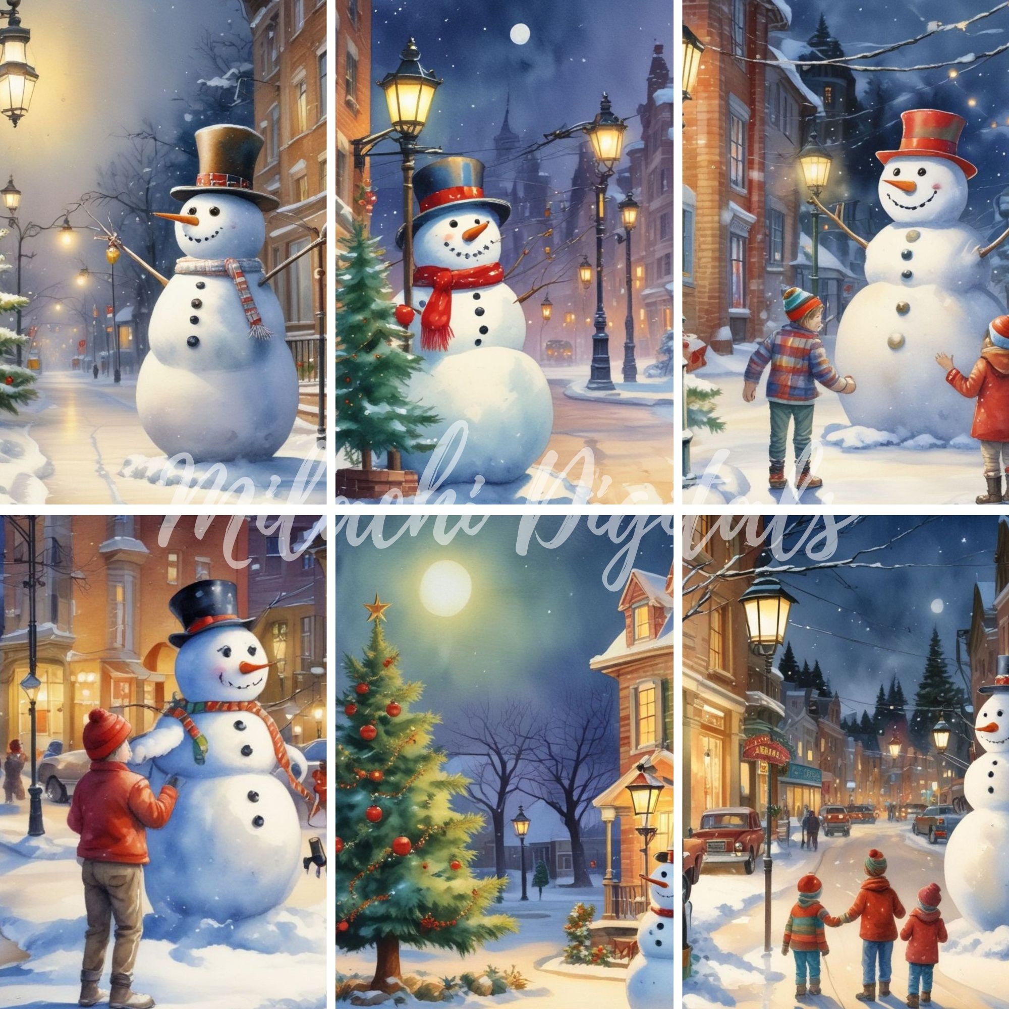 Christmas Snowman Digital Paper Pack 8.5"x11", Winter Junk Journal ...