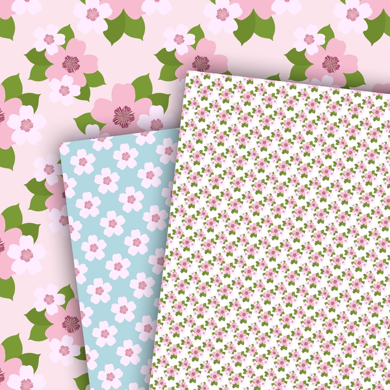 Cherry Blossom Digital Paper Baby Shower Scrapbook Papers - Etsy