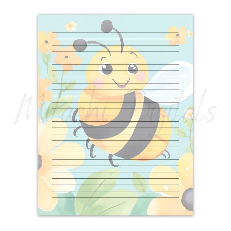 Bumble Bee Stationery Printable, Journal Paper, Letter Writing Paper ...