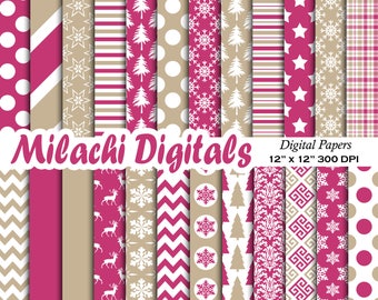Christmas Digital Paper, Holiday Scrapbook Papers, Snowflake Wallpaper ...
