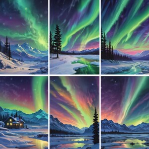 Aurora Borealis Digital Paper Pack 8.5"x11", Northern Lights Junk ...