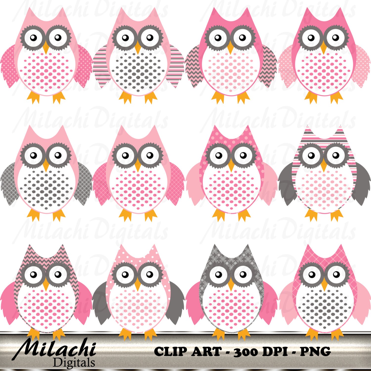 Pink Owl Clip Art