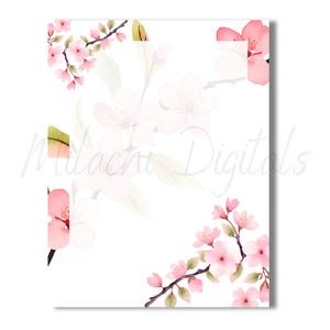 Printable Writing Paper Cherry Blossom Stationery, Digital Paper for ...