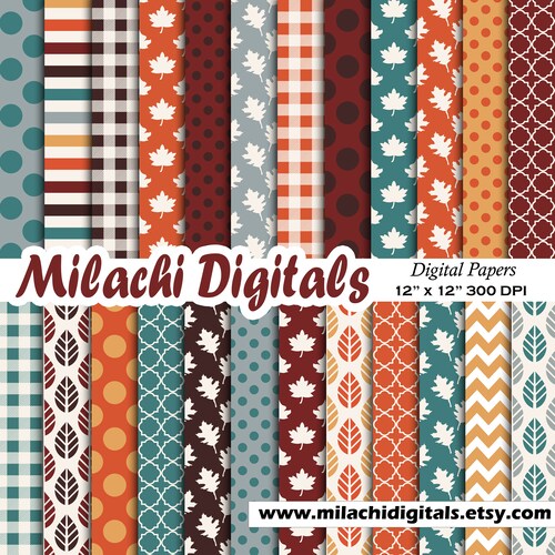 Fall Digital Paper Scrapbook Papers Autumn Digital Paper - Etsy