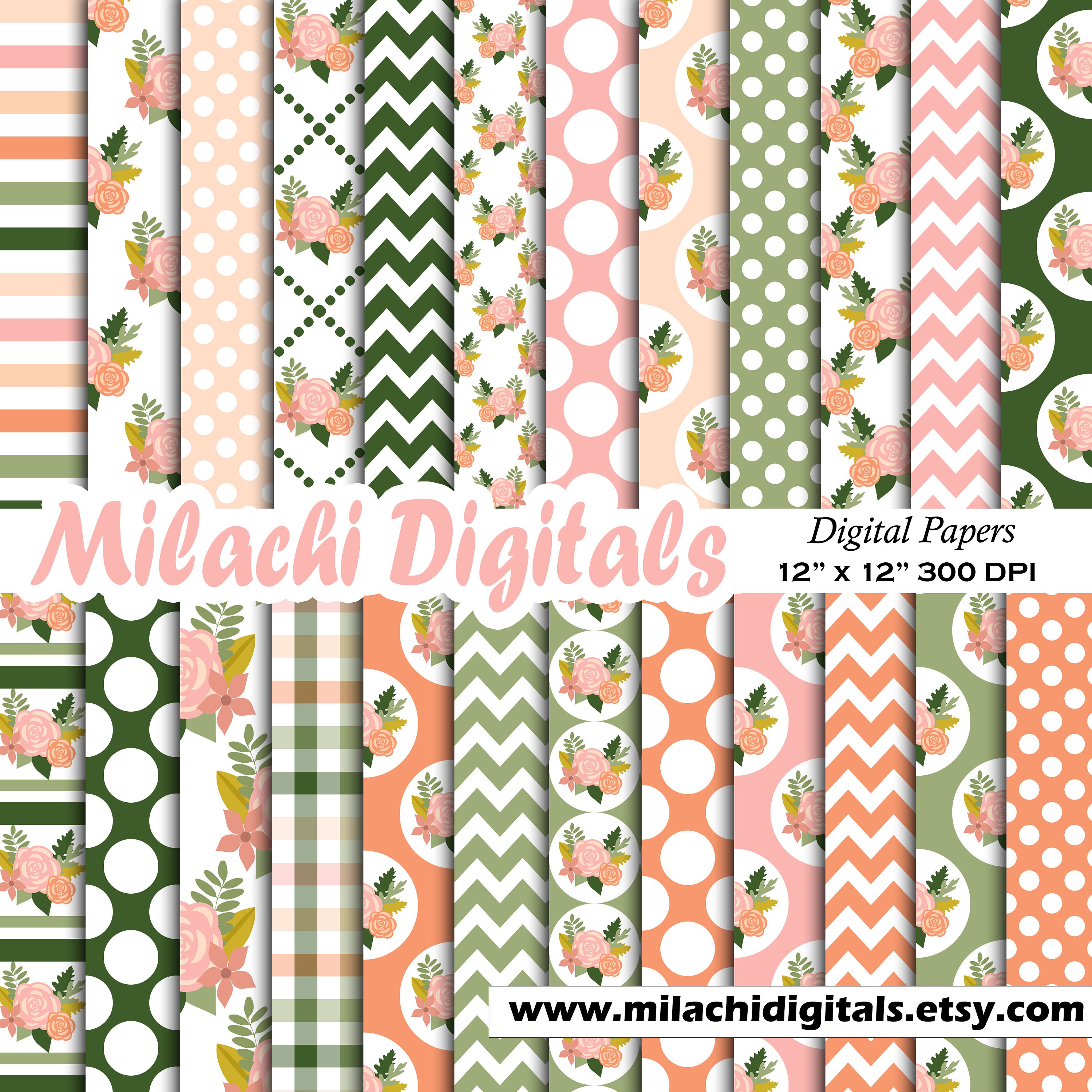 Floral Digital Paper Flower Papers Mother's Day Scrapbook Paper Flower ...
