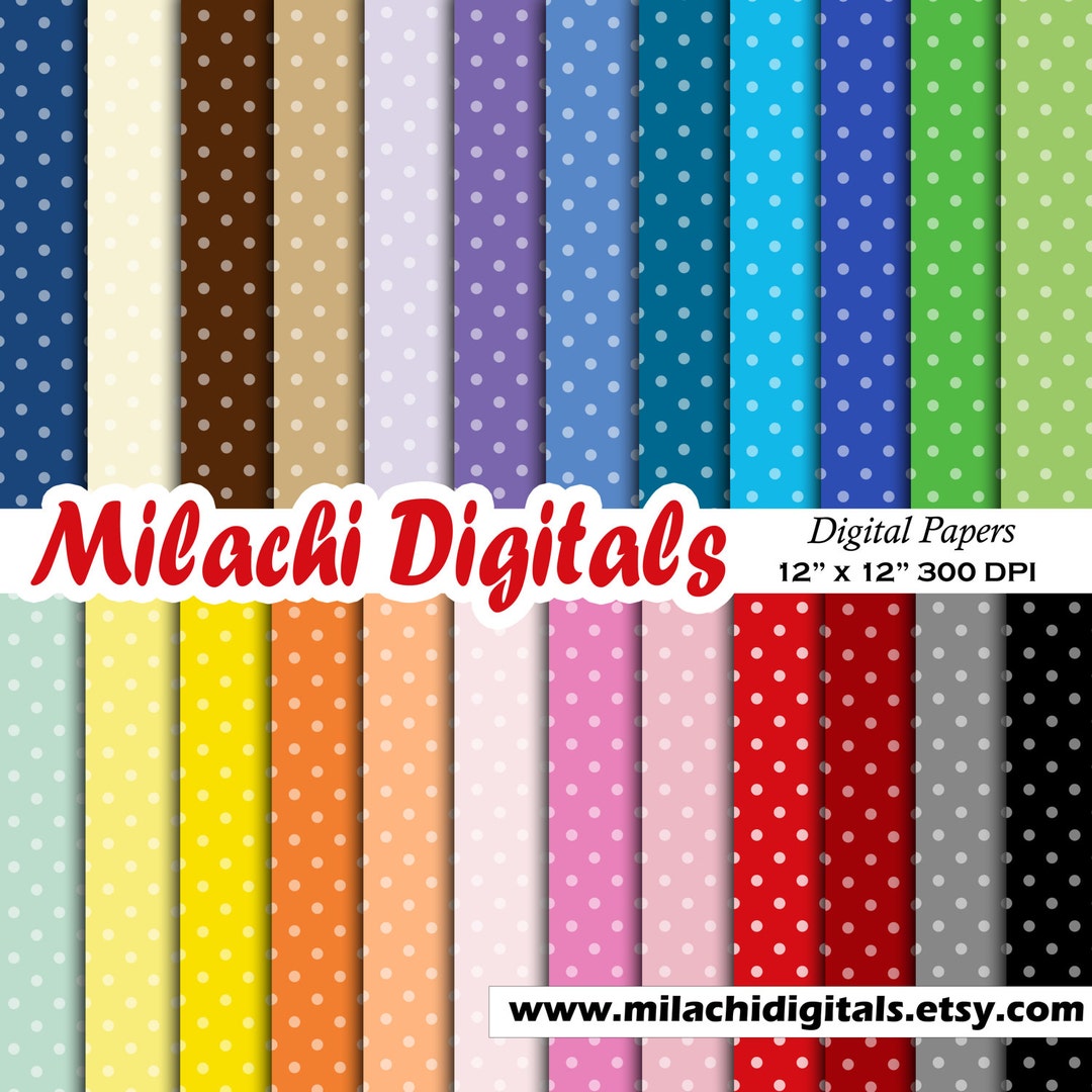 Polka Dot Digital Paper, Scrapbook Papers, Wallpaper, Background ...