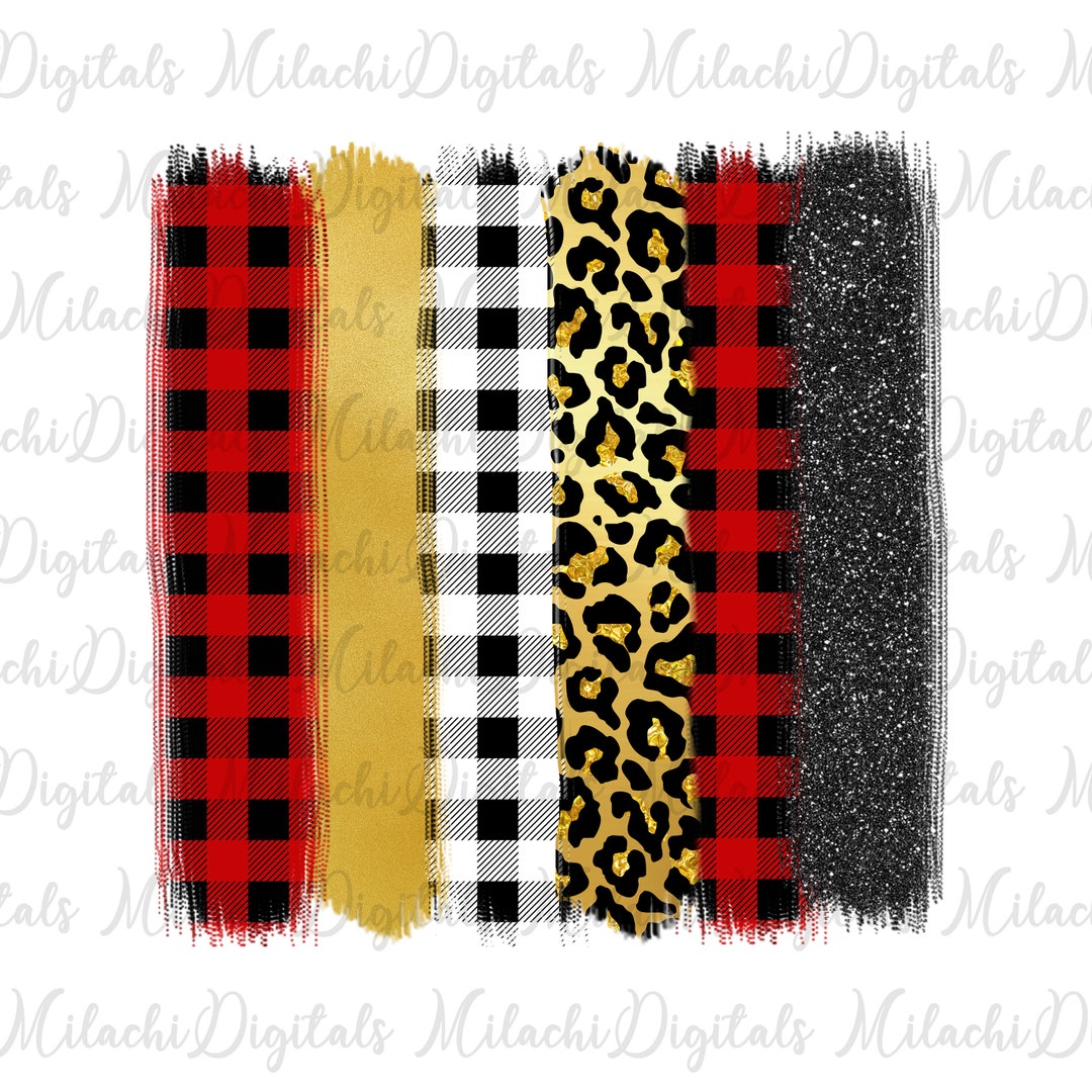 Red Buffalo Plaid Leopard Brush Strokes PNG Sublimation - Etsy