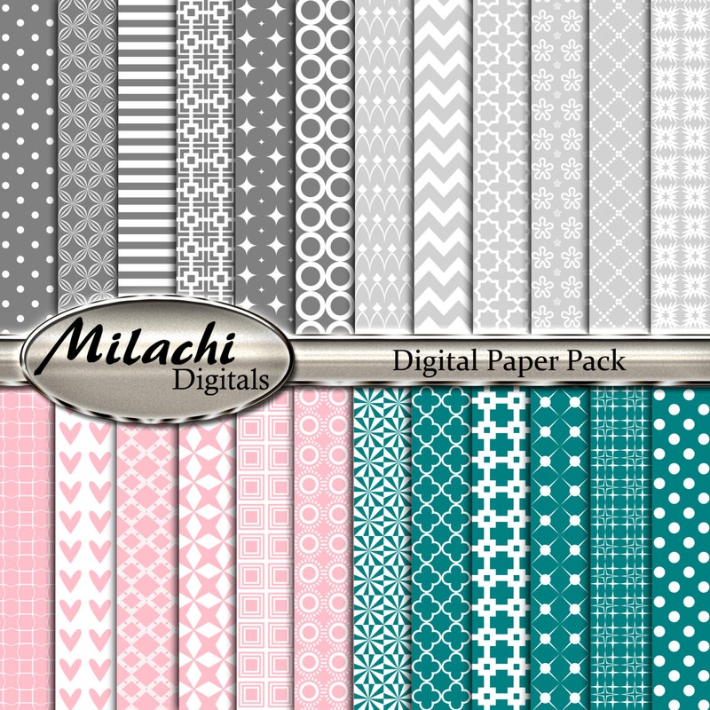 Pink Teal Gray - Etsy