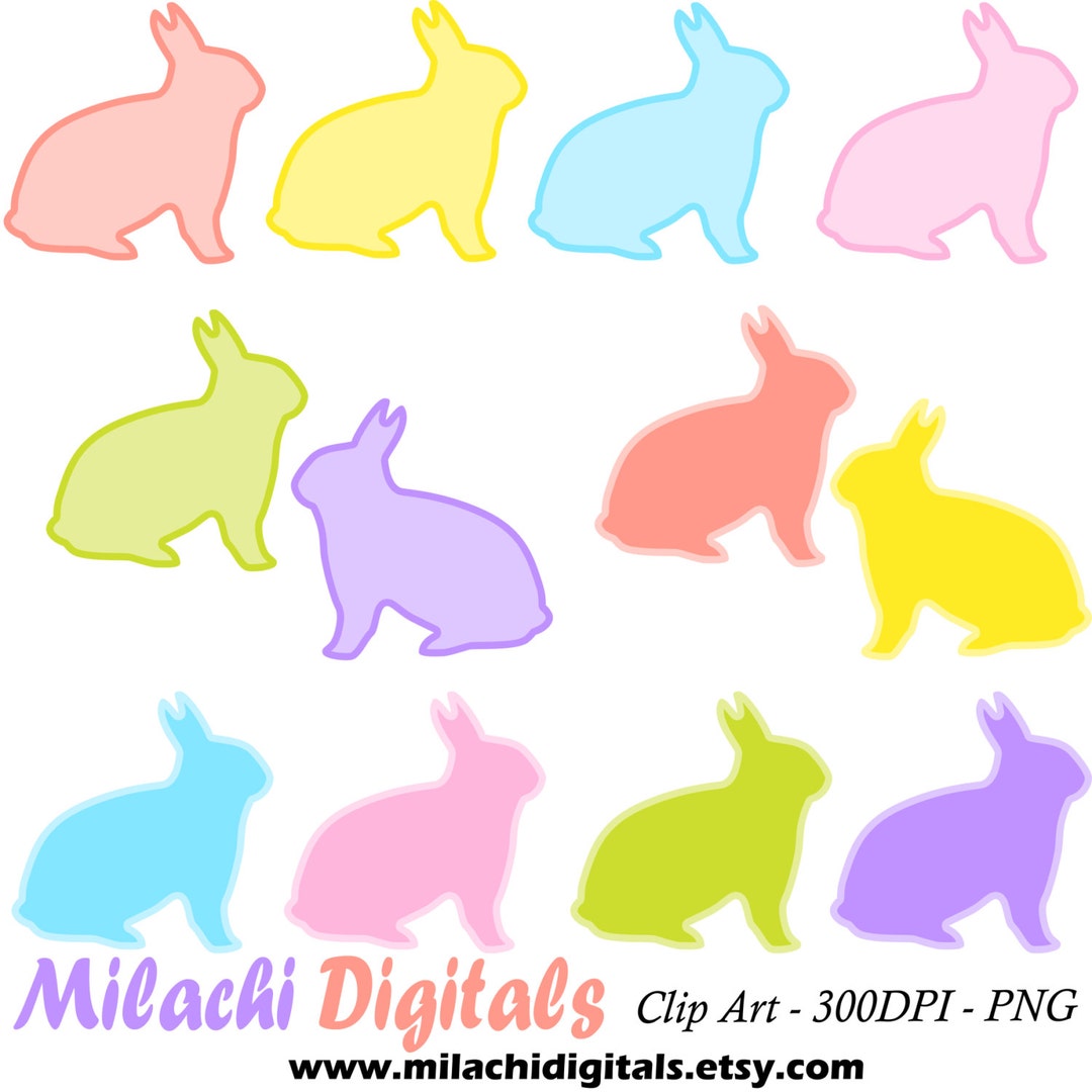 Bunny Digital Clip Art, Easter Bunny Clipart, Rabbit Clipart ...