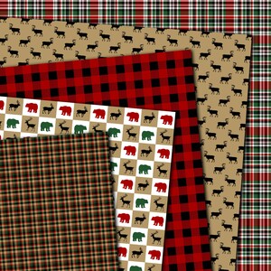 Lumberjack Digital Paper, Buffalo Plaid Scrapbook Papers, Woodland ...