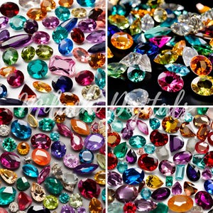 Colorful Gemstone Digital Paper, Gemstone Backgrounds, Junk Journal ...