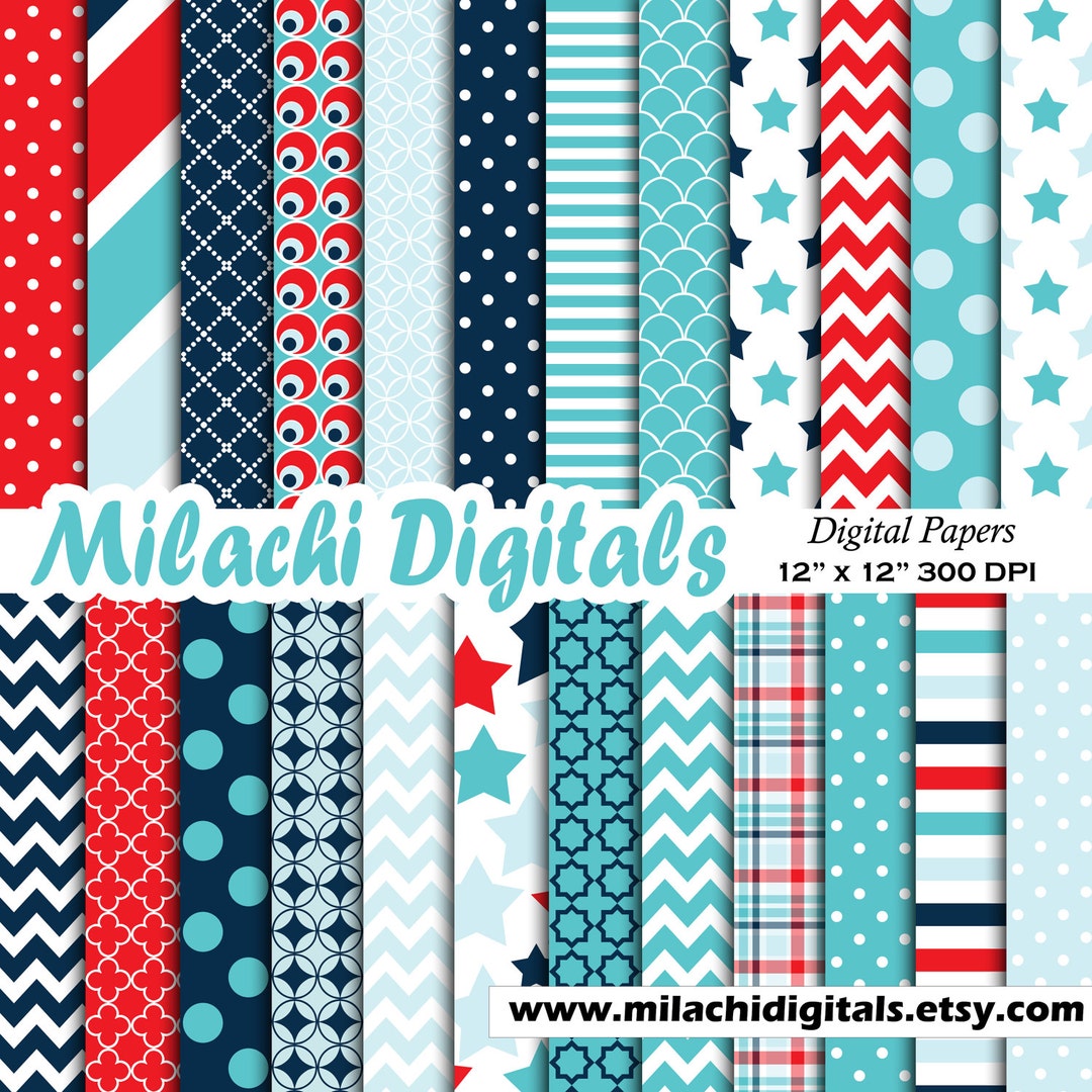 Baby Boy Digital Paper, It's a Boy Scrapbook Papers, Baby Shower ...