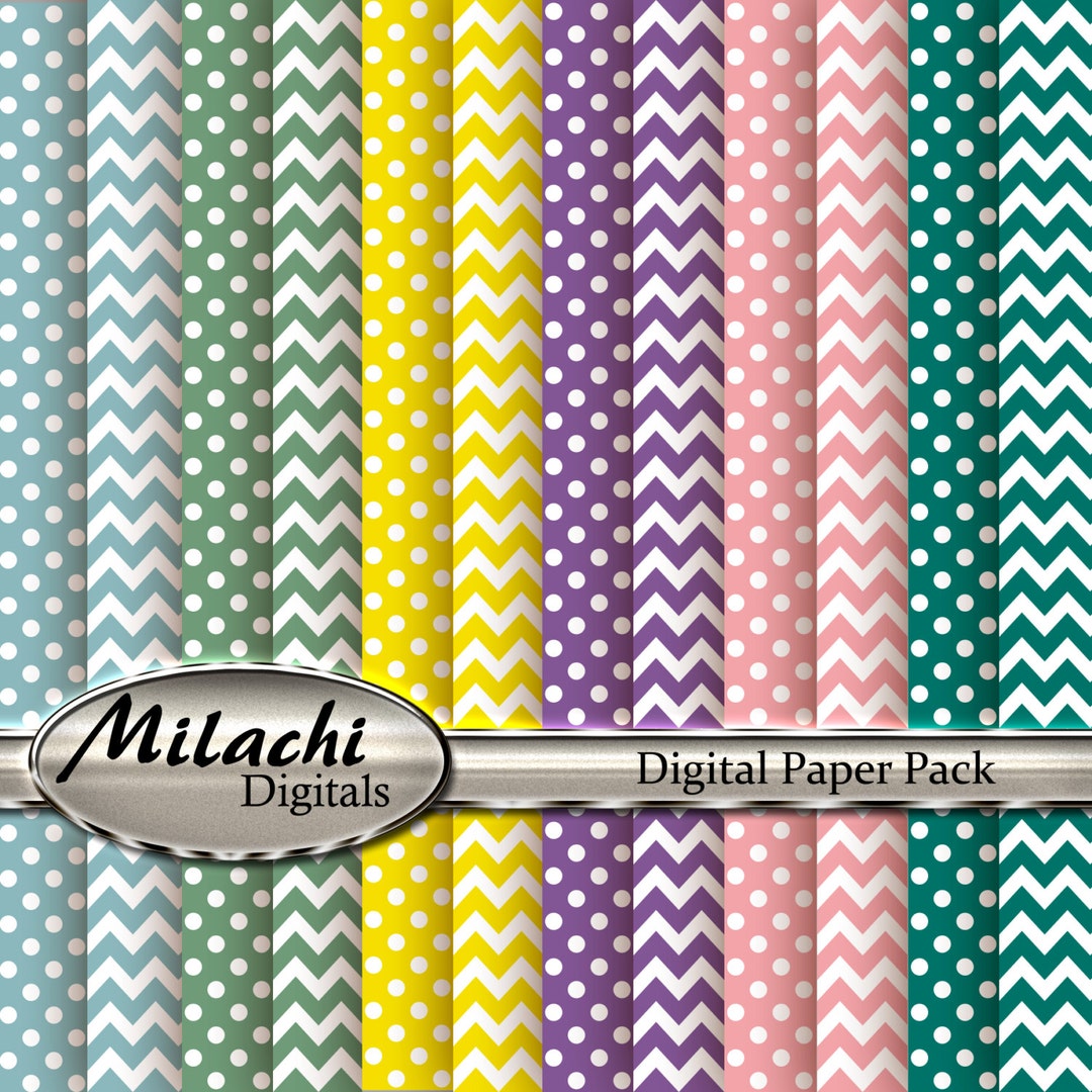 Polka Dots and Chevron Digital Paper Pack - Commercial Use - Instant ...