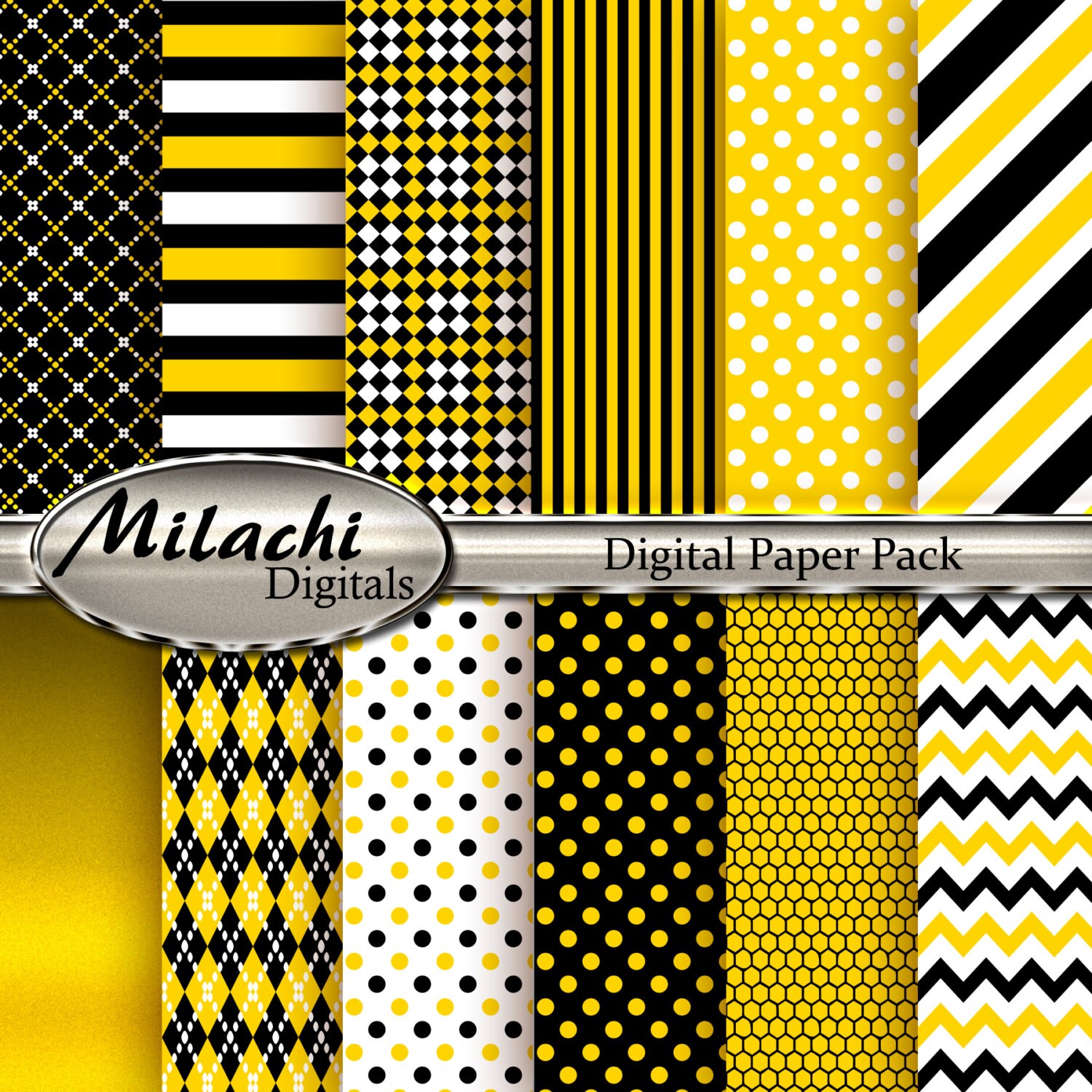Bumble Bee Digital Paper Pack Commercial Use Instant - Etsy