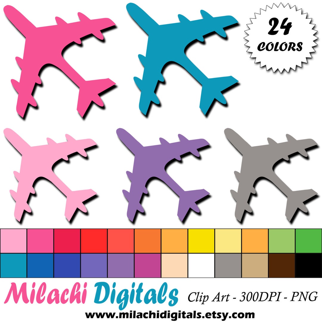 Airplane Clipart, Plane Digital Clip Art - Commercial Use - Instant ...