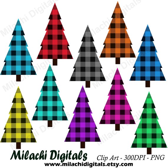 Buffalo Plaid Christmas Tree Clipart Png Lumberjack Digital | Etsy