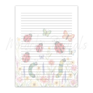 Cute Bugs Printable Stationery | Lined & Unlined Paper PDF and JPG ...