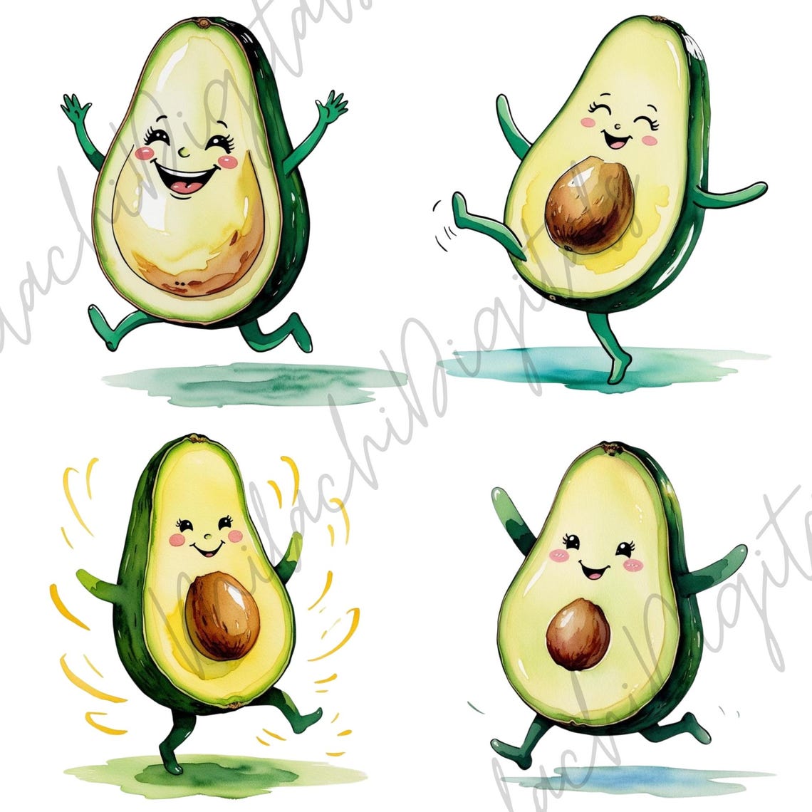 12 PNG Dancing Avocado Clipart, Dancing and Grooving With Joy ...