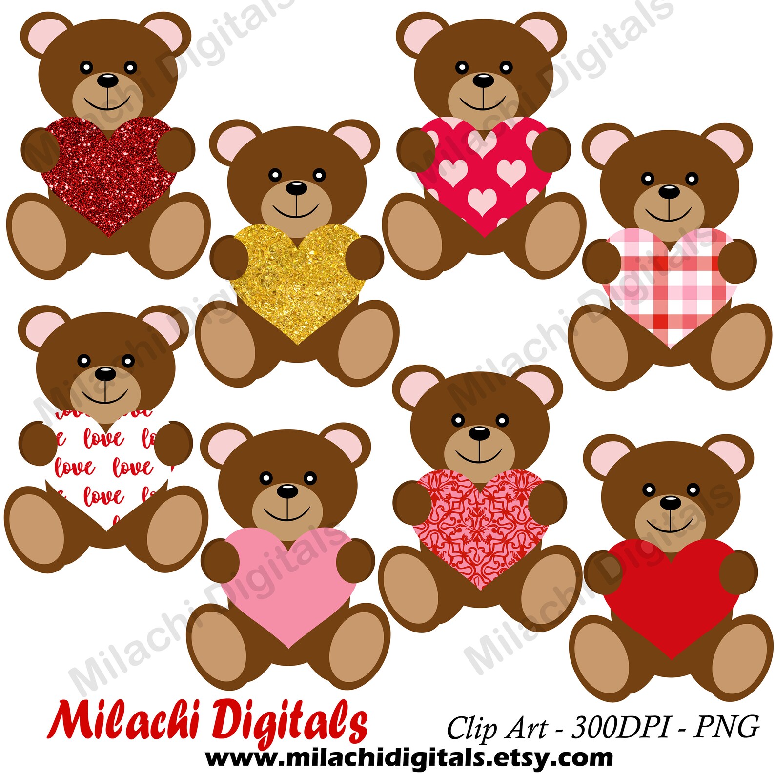 Valentine's Day Teddy Bear Clipart, Teddy Bear Clipart, Planner ...