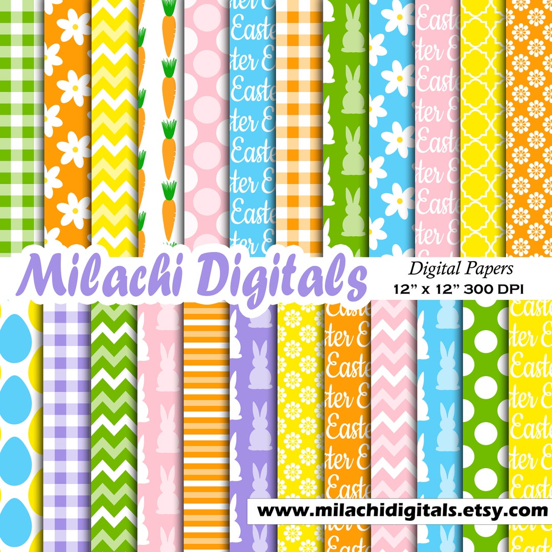 Easter Digital Paper, Easter Bunny Scrapbook Papers, Seamless ...
