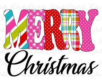 Merry Christmas Design PNG Sublimation Design Download - Etsy