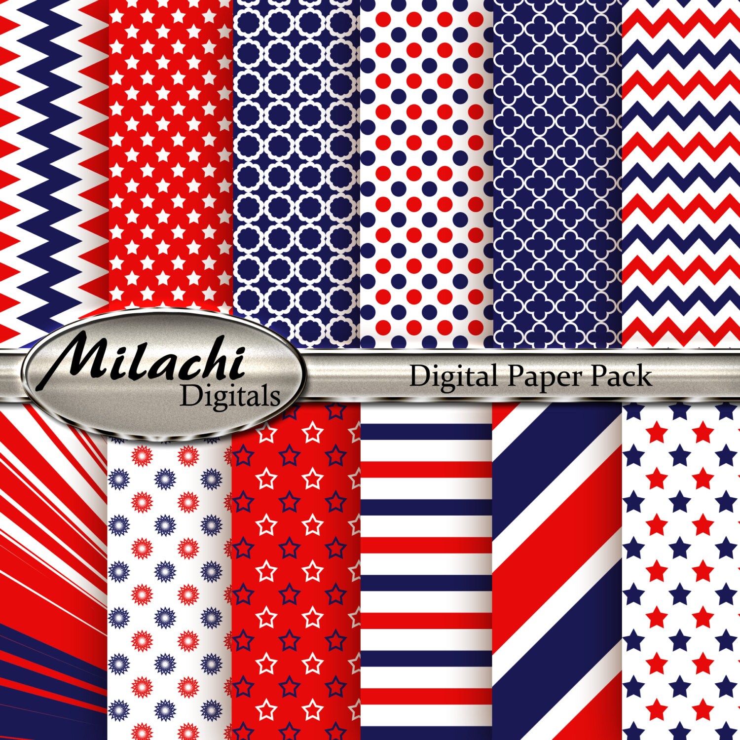 Fourth of July Digital Paper Pack Commercial Use Instant - Etsy