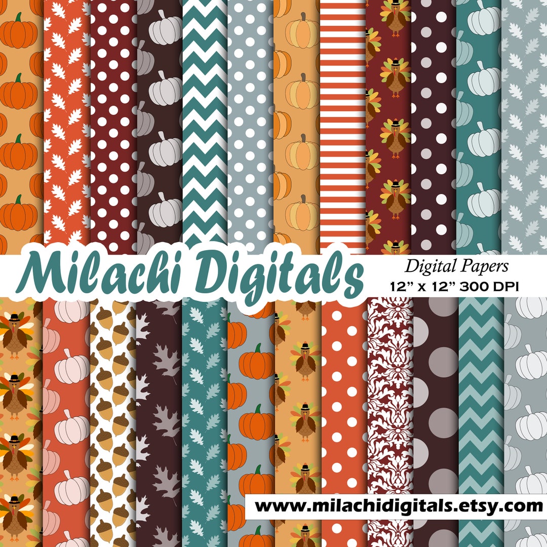 Thanksgiving Digital Paper Seamless Backgrounds, Fall Scrapbook Papers ...