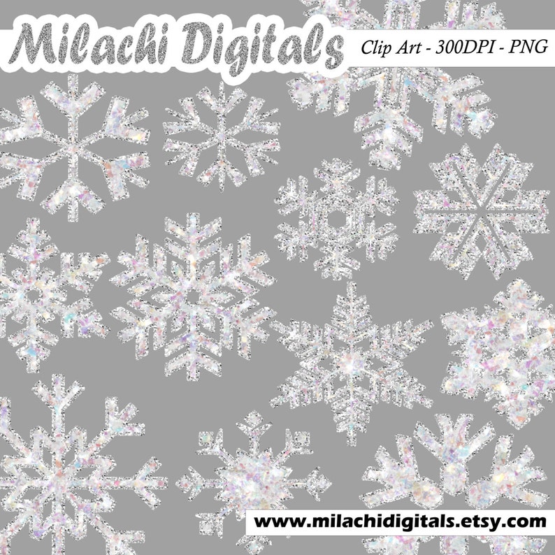 Glitter Snowflakes Clipart, Frozen Snowflakes, Digital Clip Art ...