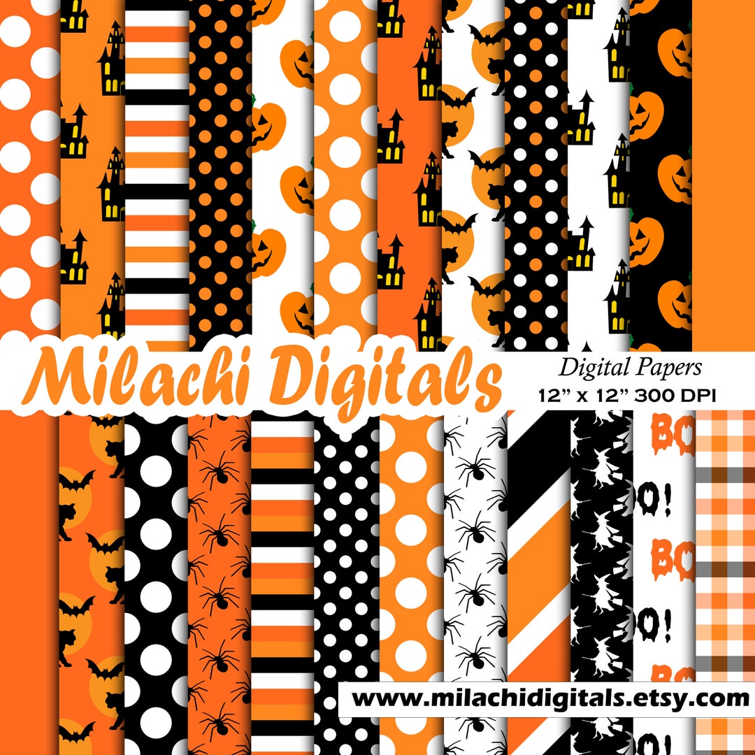Halloween Digital Paper, Trick or Treat Scrapbook Papers, Boo Wallpaper ...