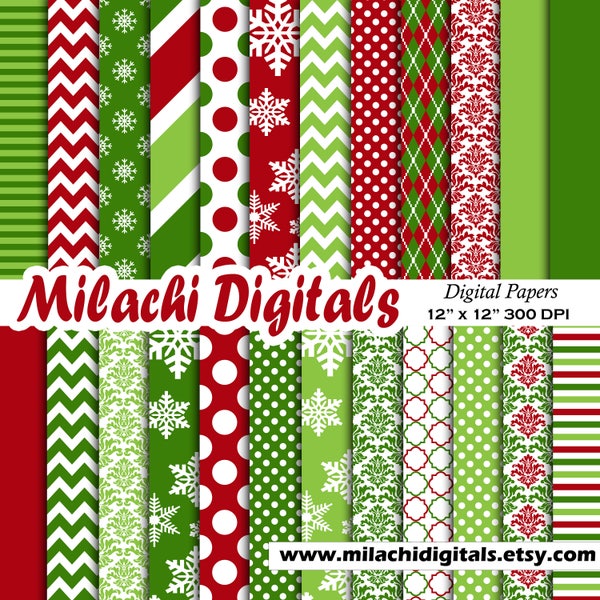 Christmas Digital Paper - Etsy